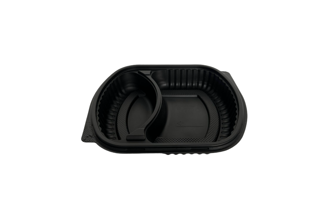 1000ml Black Plastic 3-Compartment 315 PP Containers with Lid